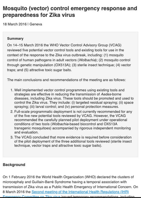 Mosquito (vector) control emergency response and preparedness for Zika ...