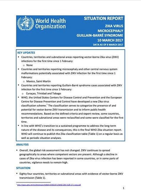 Zika Situation Report: Zika virus, Microcephaly and Guillain-Barré ...