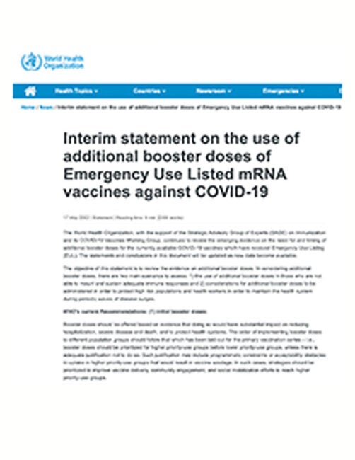 Interim statement on the use of additional booster doses of Emergency ...