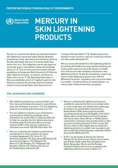 Mercury in skin lightening products; 2019 - PAHO/WHO | Pan American ...