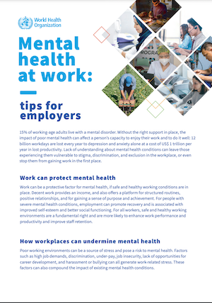 Mental health at work: tips for employers - PAHO/WHO | Pan American ...