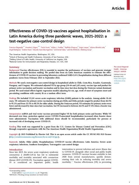 Effectiveness of COVID-19 vaccines against hospitalisation in Latin ...